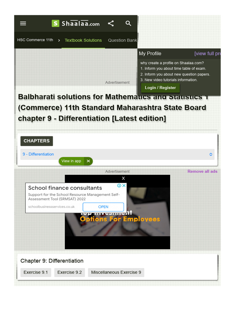 Balbharati Solutions For Mathematics and Statistics 1 (Commerce) 11th Standard Maharashtra State ...