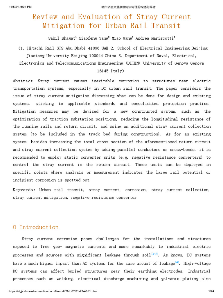城市轨道交通杂散电流治理的综述与评估 Fig1 too | PDF | Anode | Direct Current
