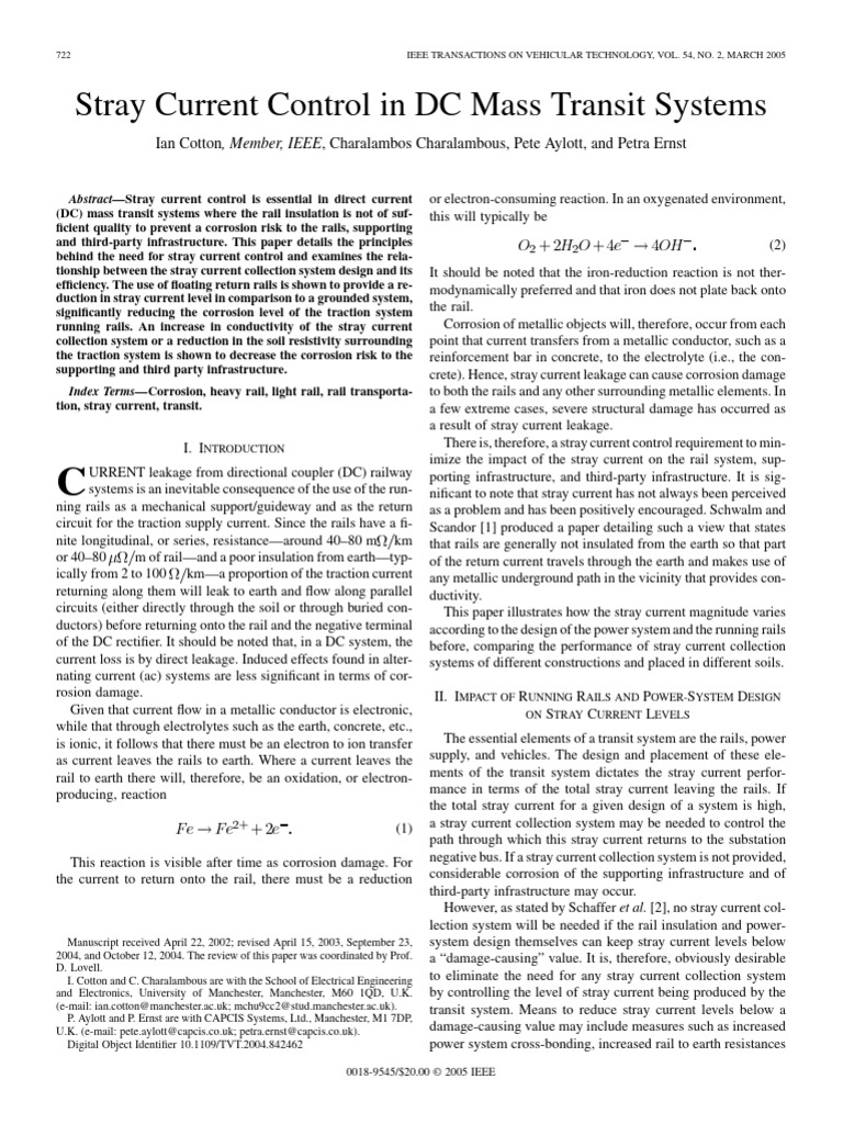 Stray Current Control in DC Mass Transit Systems | PDF | Electrical ...