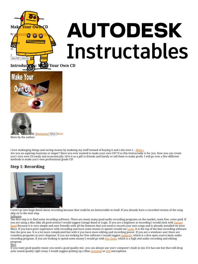 Make Your Own CD - 6 Steps - Instructables | PDF | Printer (Computing) | Compact Disc