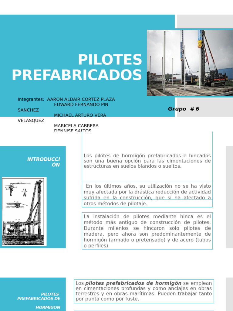 Pilotes Prefabricados de Hormigón: Ventajas y Tipos | PDF | Fundación ...