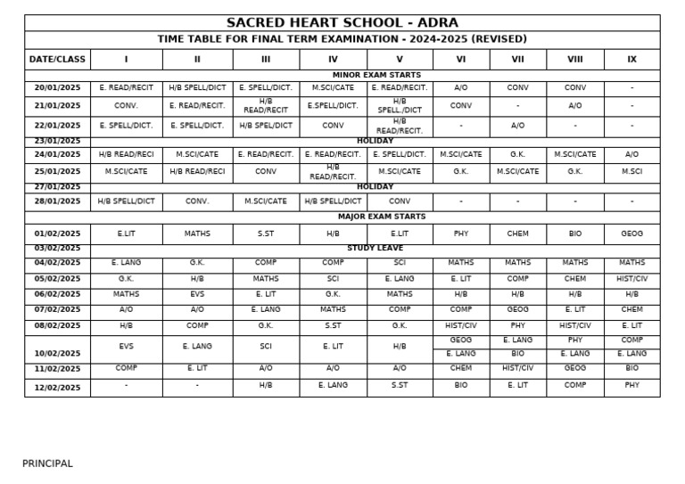 Final Term Exam Time Table STD I-Ix-2024 | PDF