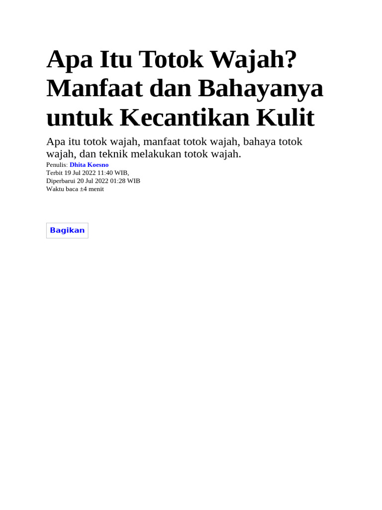 TOTOK WAJAH SPA | PDF