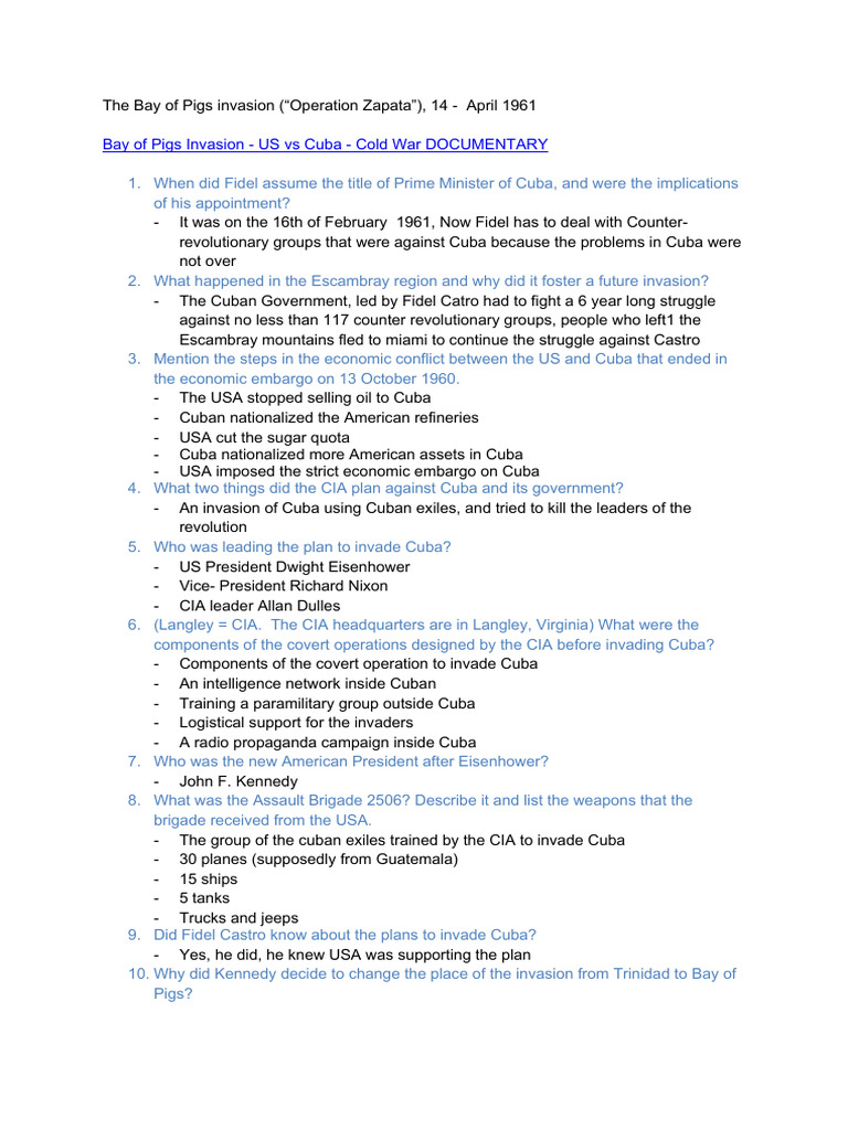 The Bay of Pigs Invasion 1 | PDF | Fidel Castro | Cuba