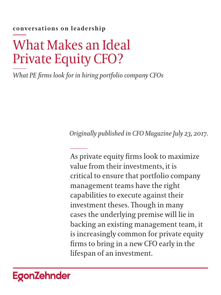 Ez Cl What Makes an Ideal Private Equity Cfo 2 | PDF | Chief Financial Officer | Private Equity