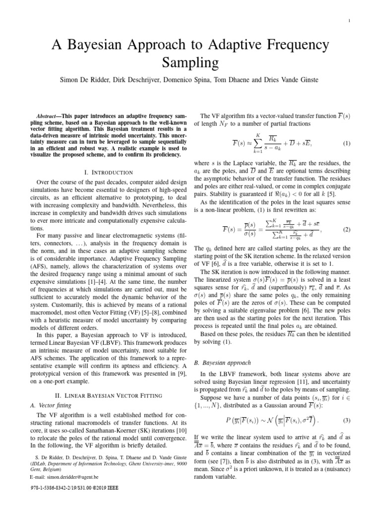 Deridder - 2019 - A Bayesian Approach To Adaptive Frequency | PDF | Bayesian Inference | Applied ...