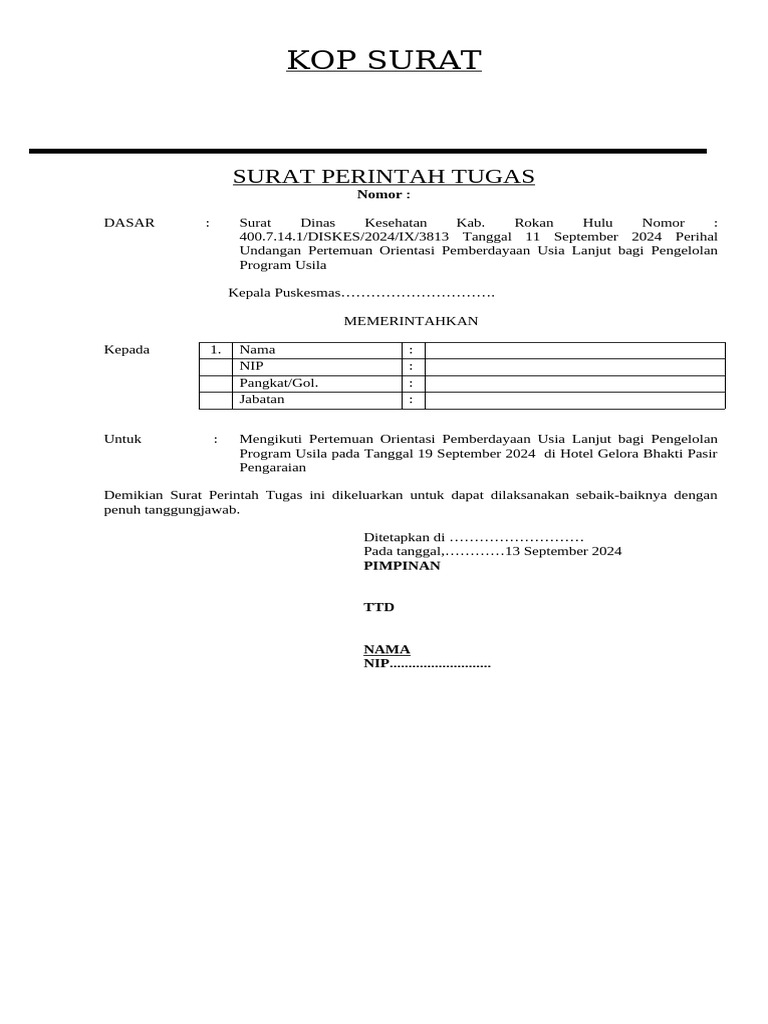 contoh spt orientasi | PDF