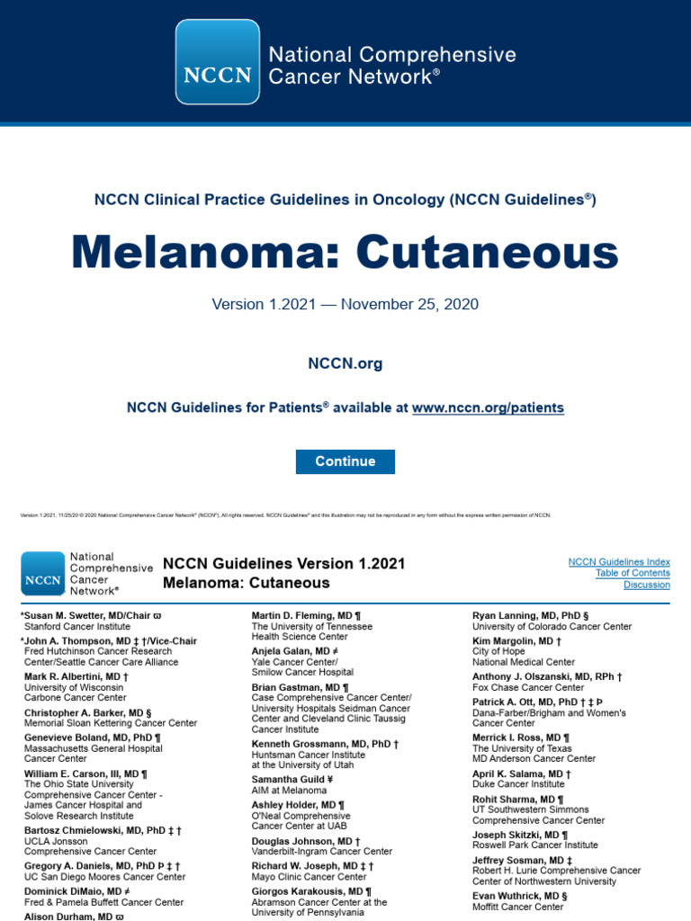 Melanoma 2021 NCCN | PDF | Melanoma | Biopsy