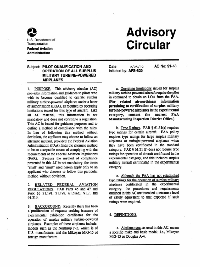 AC_91-68 | PDF | Federal Aviation Administration | Instrument Flight Rules