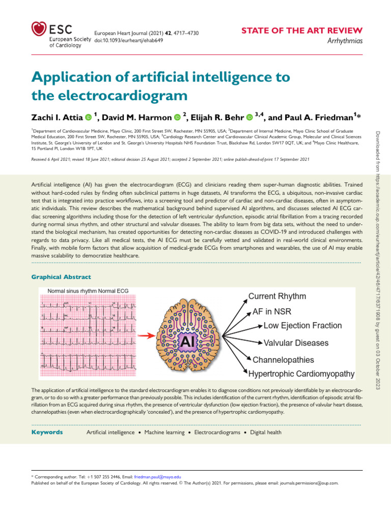 Application of Artificial Intelligence To ECG | PDF | Receiver ...
