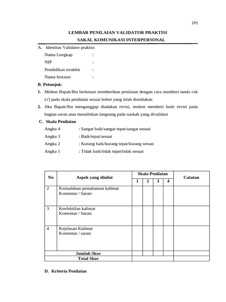 LEMBAR PENILAIAN VALIDATOR PRAKTISI edit | PDF