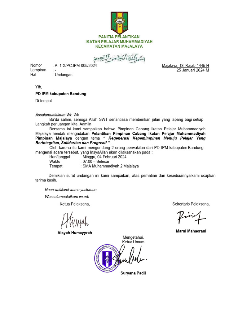 05. SURAT UNDANGAN_PD IPM BANDUNG - Copy | PDF