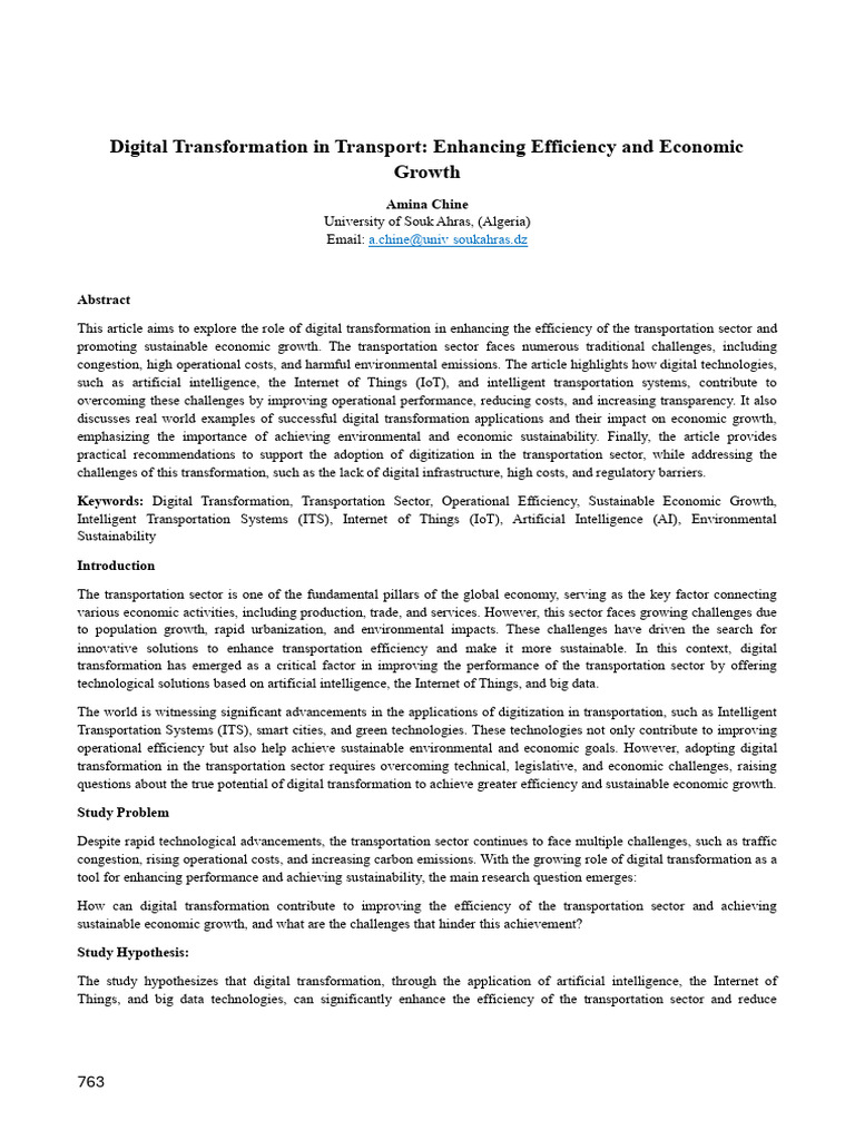 Digital Transformation in Transport Efficiency | PDF | Internet Of ...