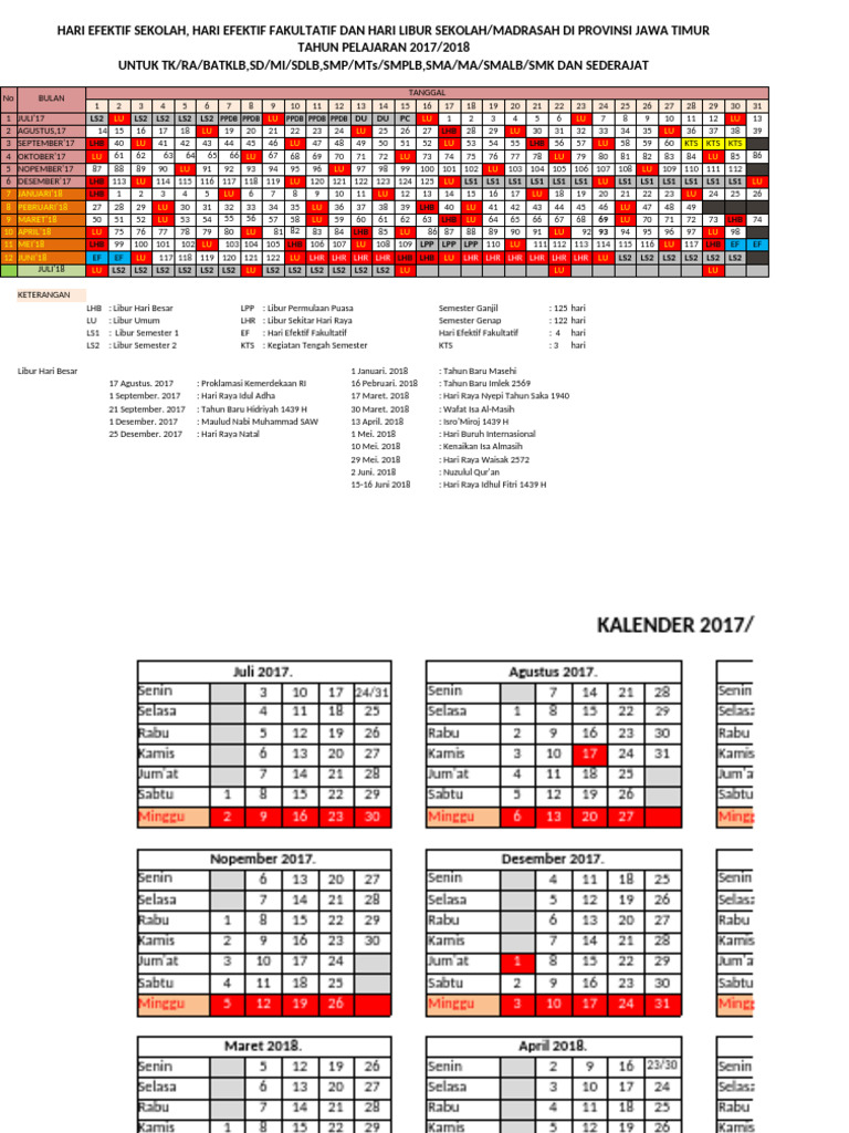 Kalender Pendidikan 2017-2018 | PDF