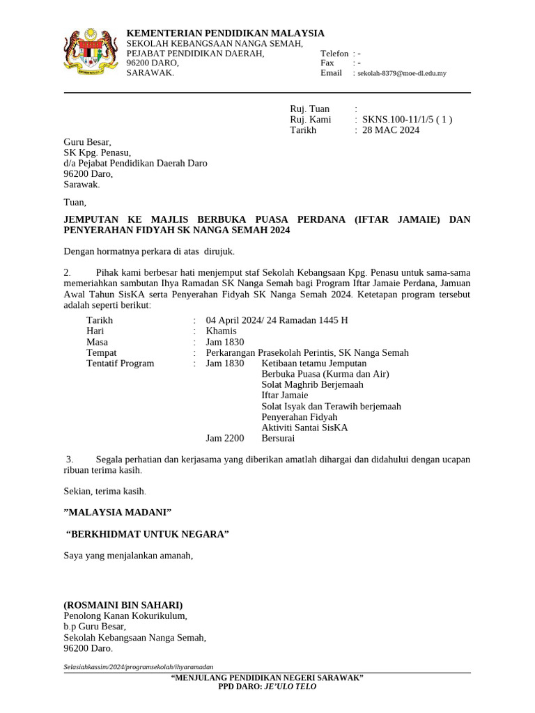 Surat Jemputan Program | PDF