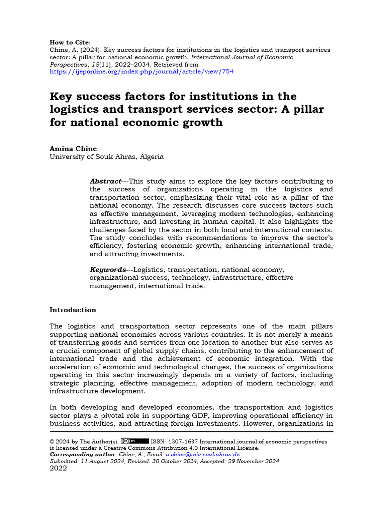 Key Success Factors For Institutions | PDF | Logistics | Transport