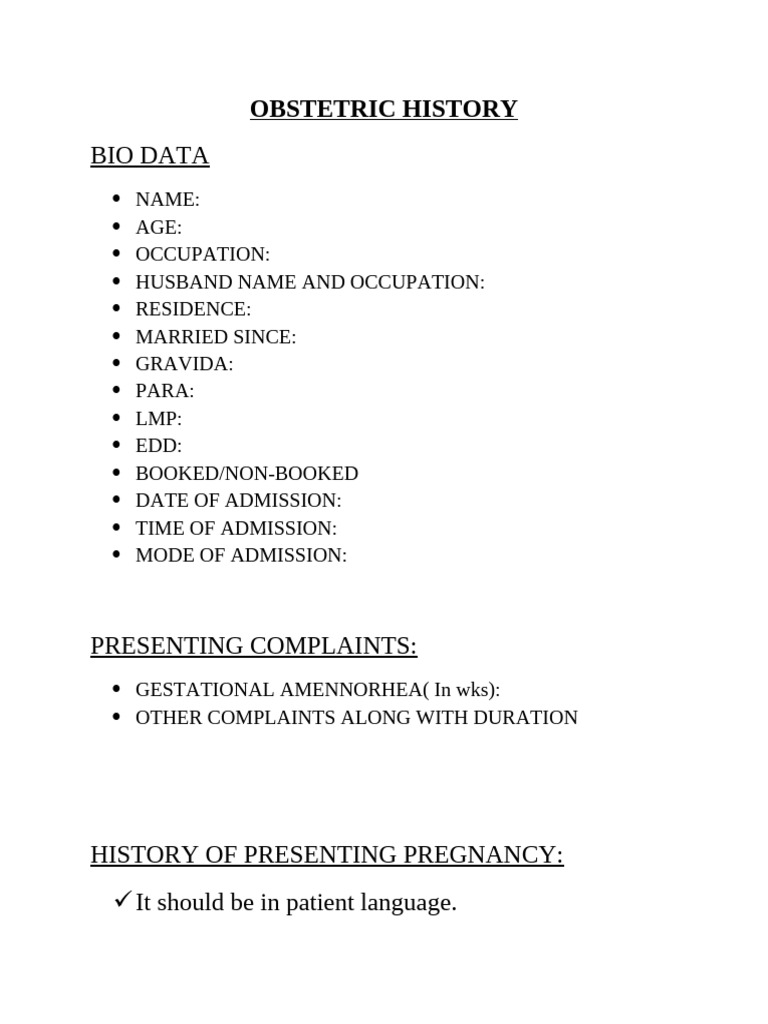 OBSTETRIC HISTORY-1 | PDF | Pregnancy | Diseases And Disorders