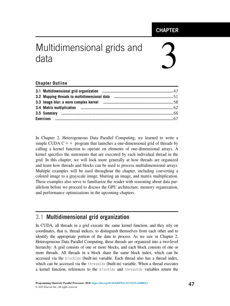 Chapter 3 Multidimensional Grids a 2023 Programming Massively Parallel Pro | PDF | Matrix ...
