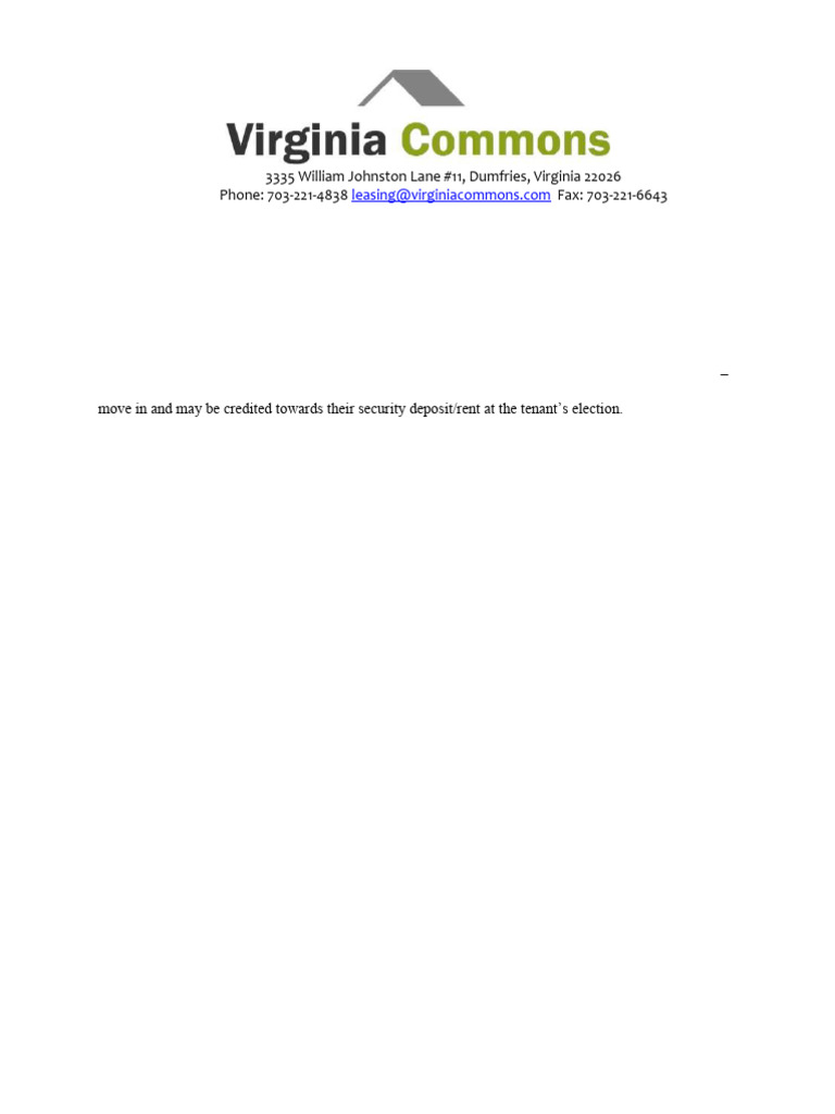 Virginia Commons Apartment Application | PDF | Lease | Leasehold Estate
