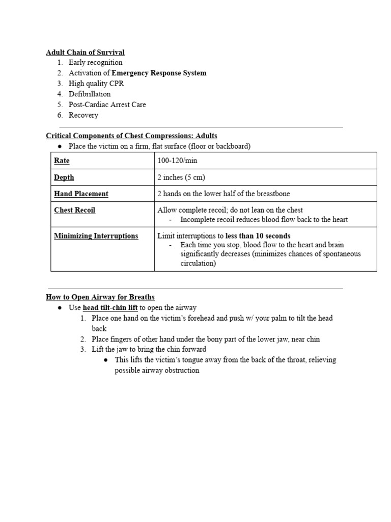 AHA BLS - Adult Chain of Survival | PDF | Cardiopulmonary Resuscitation ...