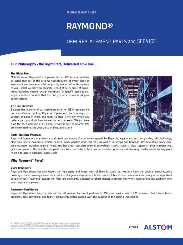 Raymond OEM Replacement Parts Technical Datasheet | PDF | Industries ...