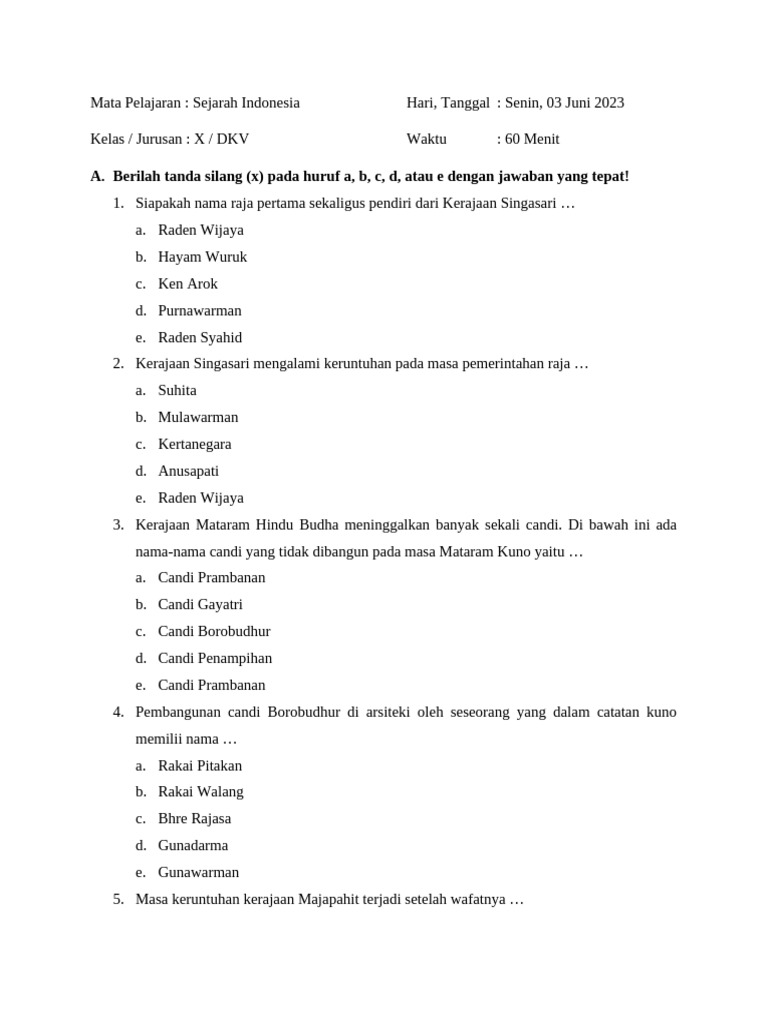 SJRH SBD Pkwu Soal Pas SMT Genap 2024 | PDF