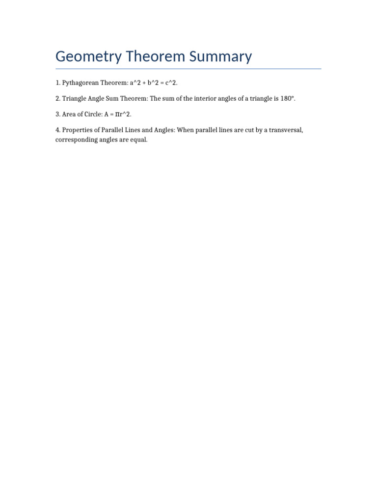 Geometry Theorem Summary | PDF