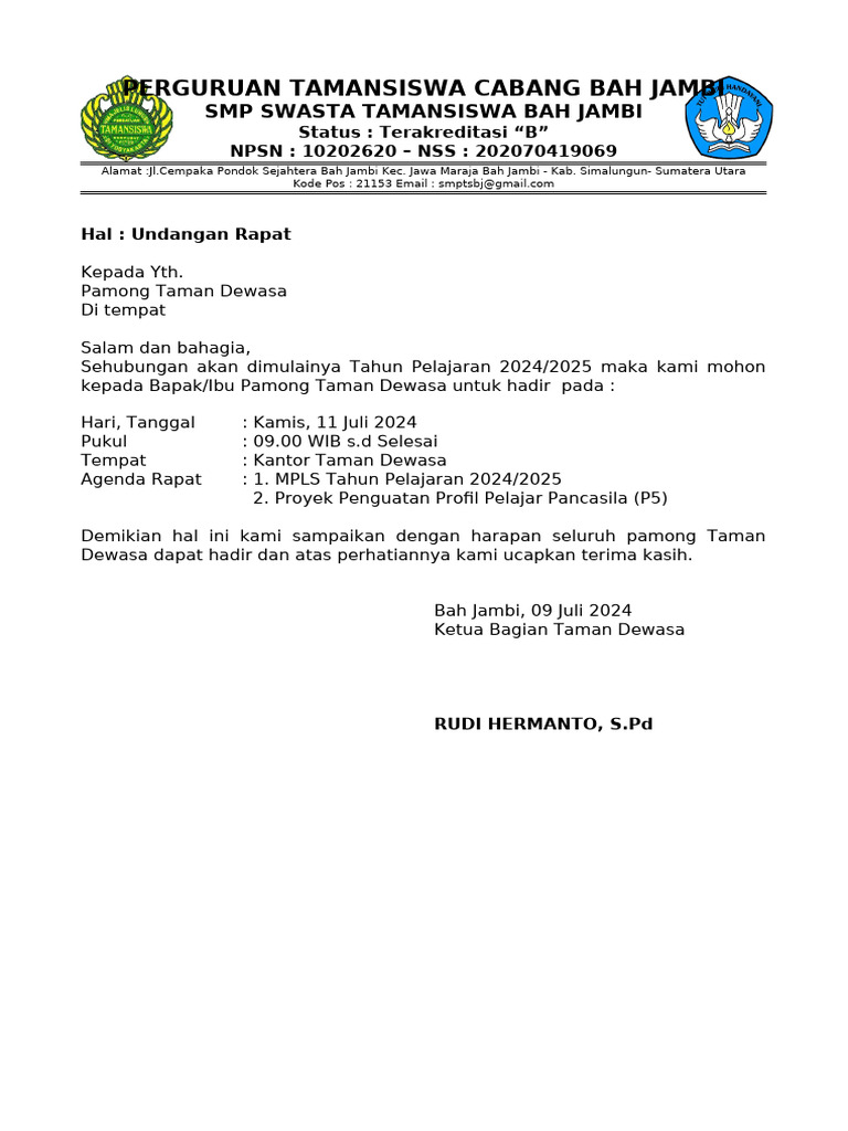 UNANGAN RAPAT mpls DAN p5 | PDF