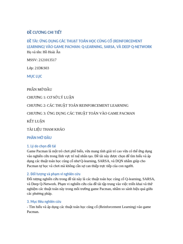 De Cuong Chi Tiet Pacman | PDF