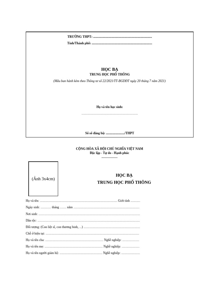 PL Hoc Ba THPT | PDF