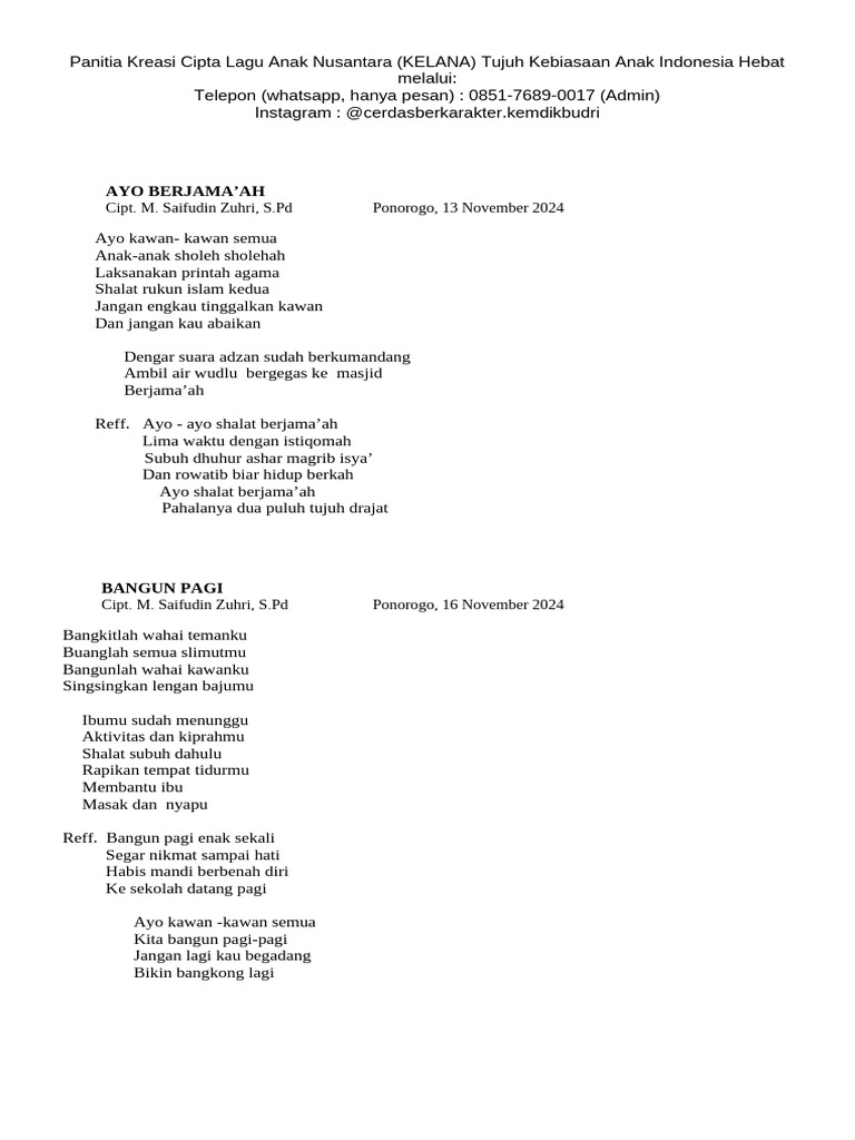Cipta Lagu Anak Nusantara | PDF