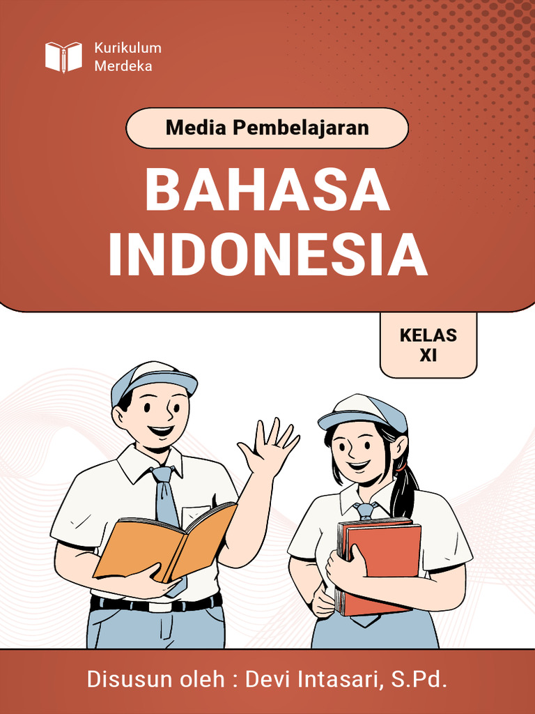 Modul Pembelajaran Bahasa Indonesia Sampul Buku Merah Ilustratif | PDF
