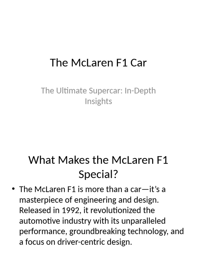 McLaren F1: A Supercar Legacy | PDF | Automotive Industry | Sports Cars