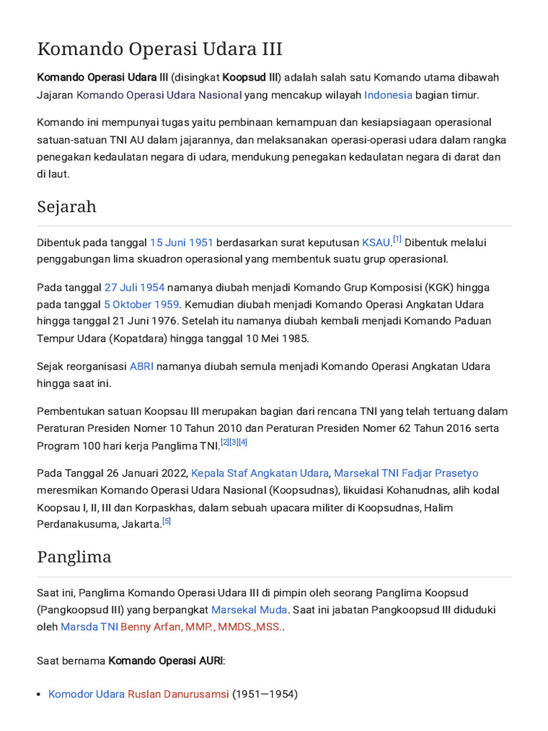 Sejarah dan Struktur Koopsud III | PDF