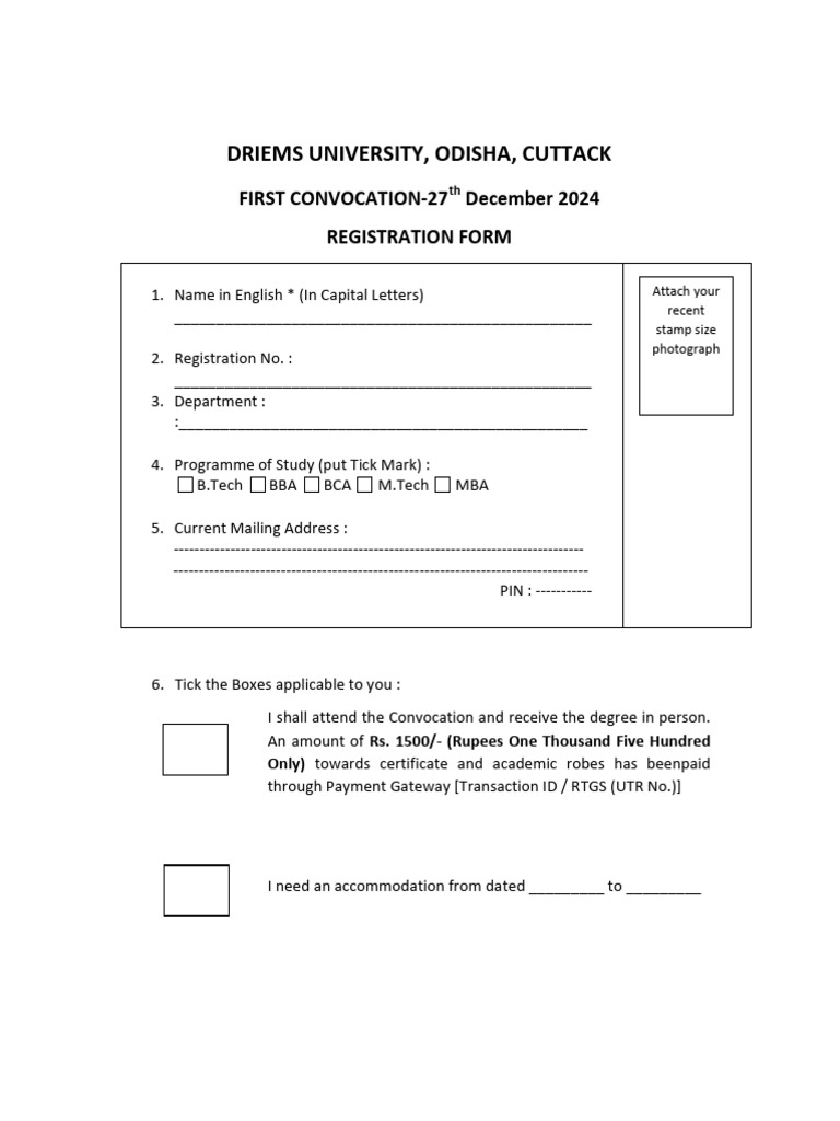 Convocation Registration Verification Form | PDF