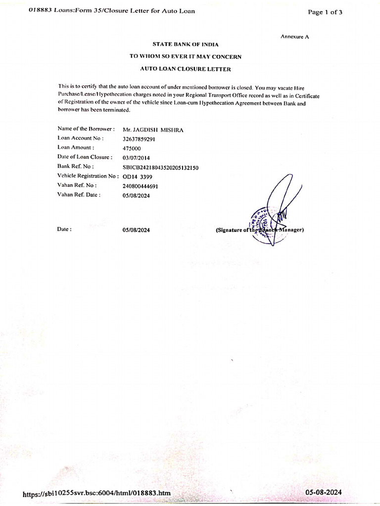Car Loan Noc | PDF