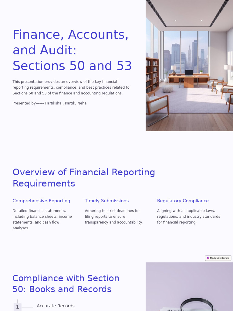 Finance Accounts and Audit Sections 50 and 53 | PDF | Audit | Regulatory Compliance
