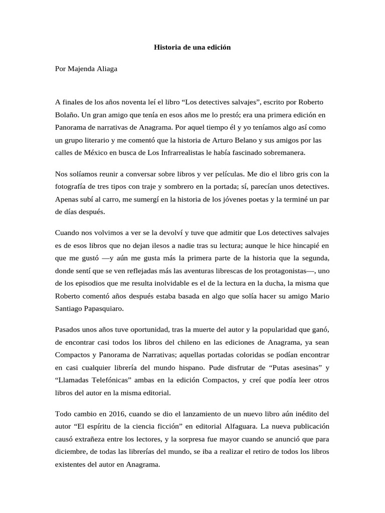 CH Historia de Una Edición - Majenda Aliaga | PDF