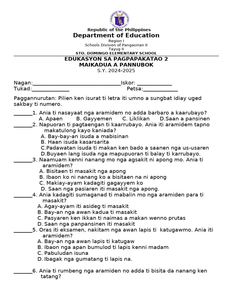 2nd-PT_ESP-2- iloko-New (2) | PDF
