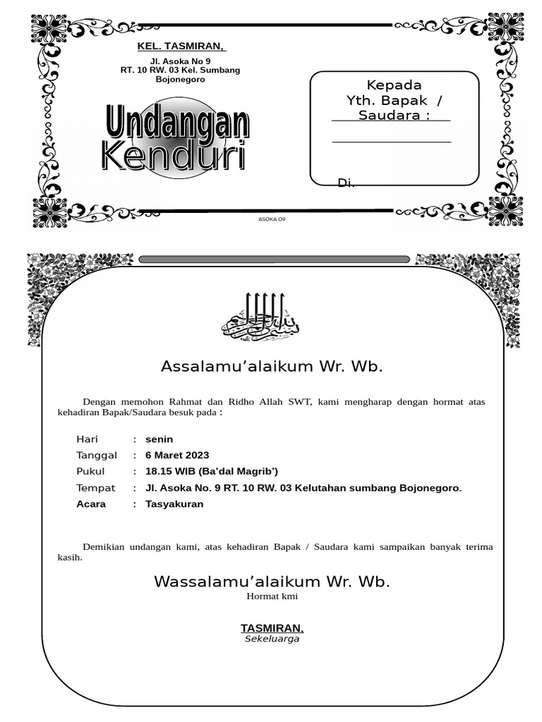 Undangan Kenduri | PDF