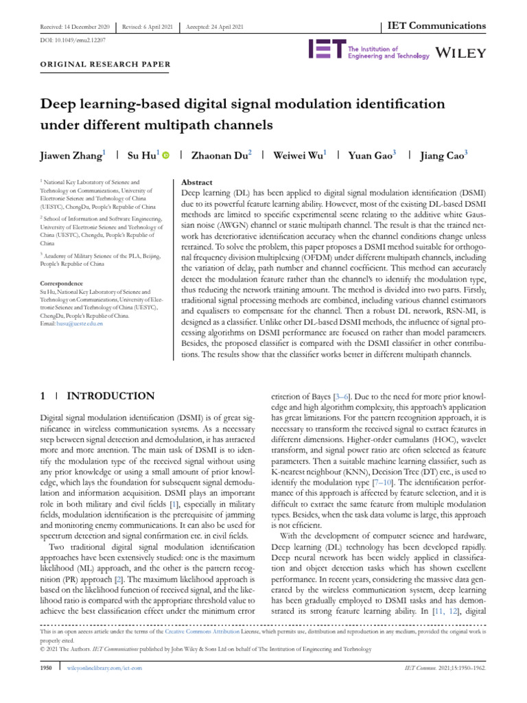 Deep_learning-based_digital_signal_modulation_iden | PDF | Orthogonal Frequency Division ...