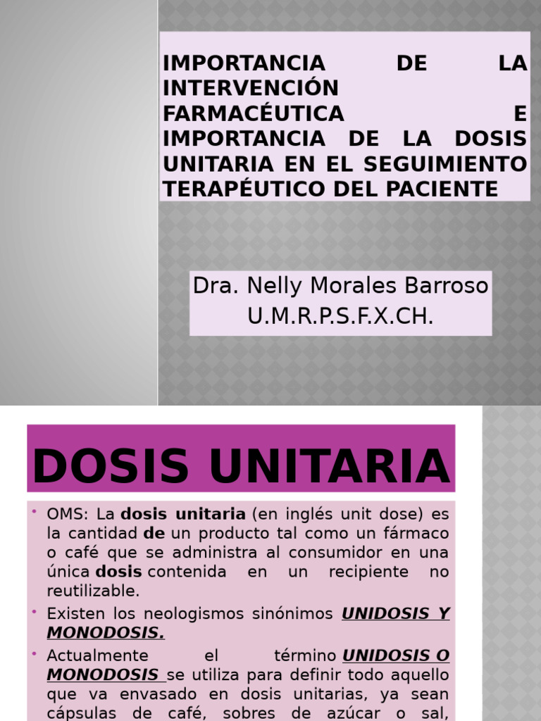 D.U. Importancia Dosis Unitaria | PDF | Farmacia | Leche