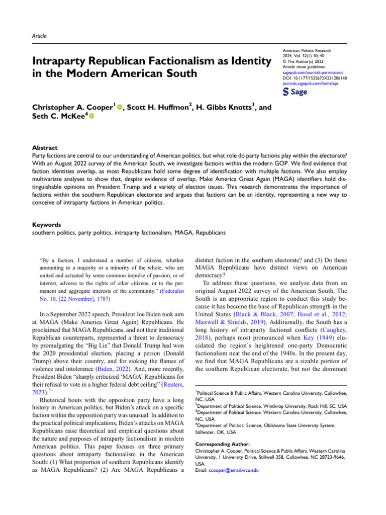 Southern GOP Factionalism Study | PDF | Republican Party (United States ...