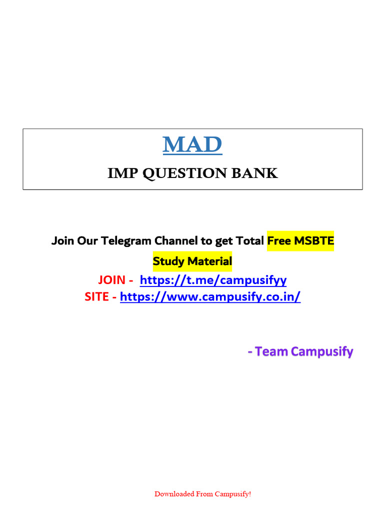 MAD IMP QB by Campusify | PDF | Android (Operating System) | Page Layout