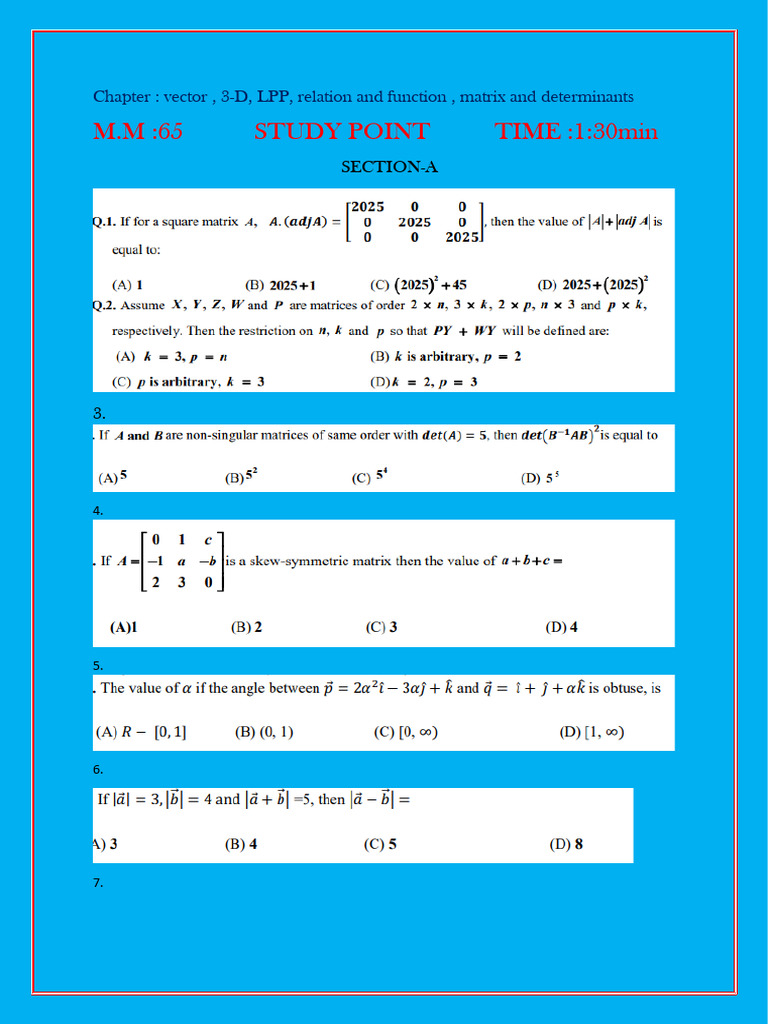 Test Paper 12th - 121 | PDF