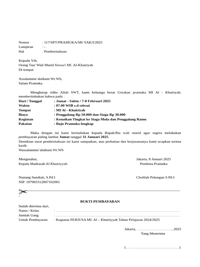 Surat Pemberitahuan Perjusa | PDF