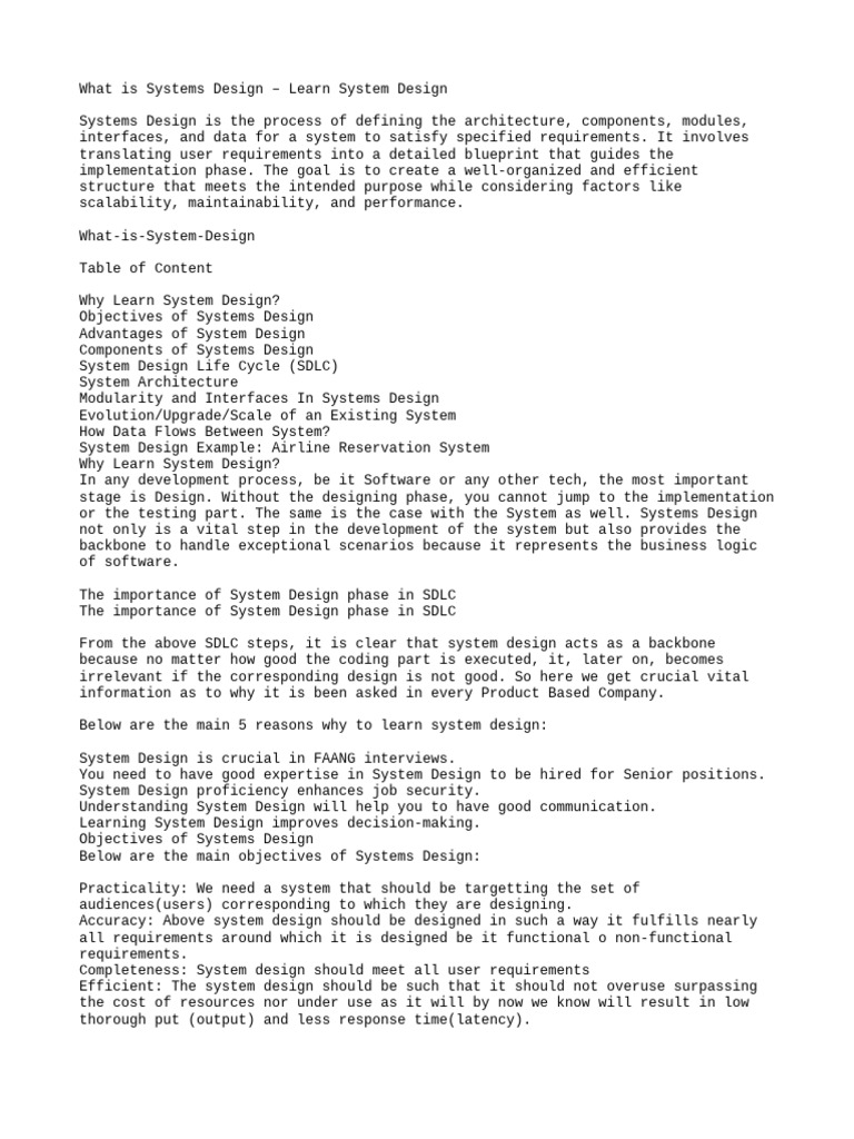 What Is Systems Design - Learn System Design | PDF | Scalability ...