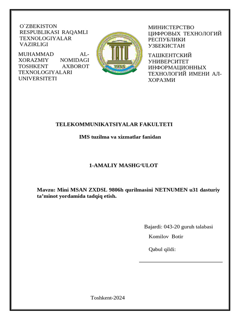 1-Amaliyish Komilov Botir | PDF