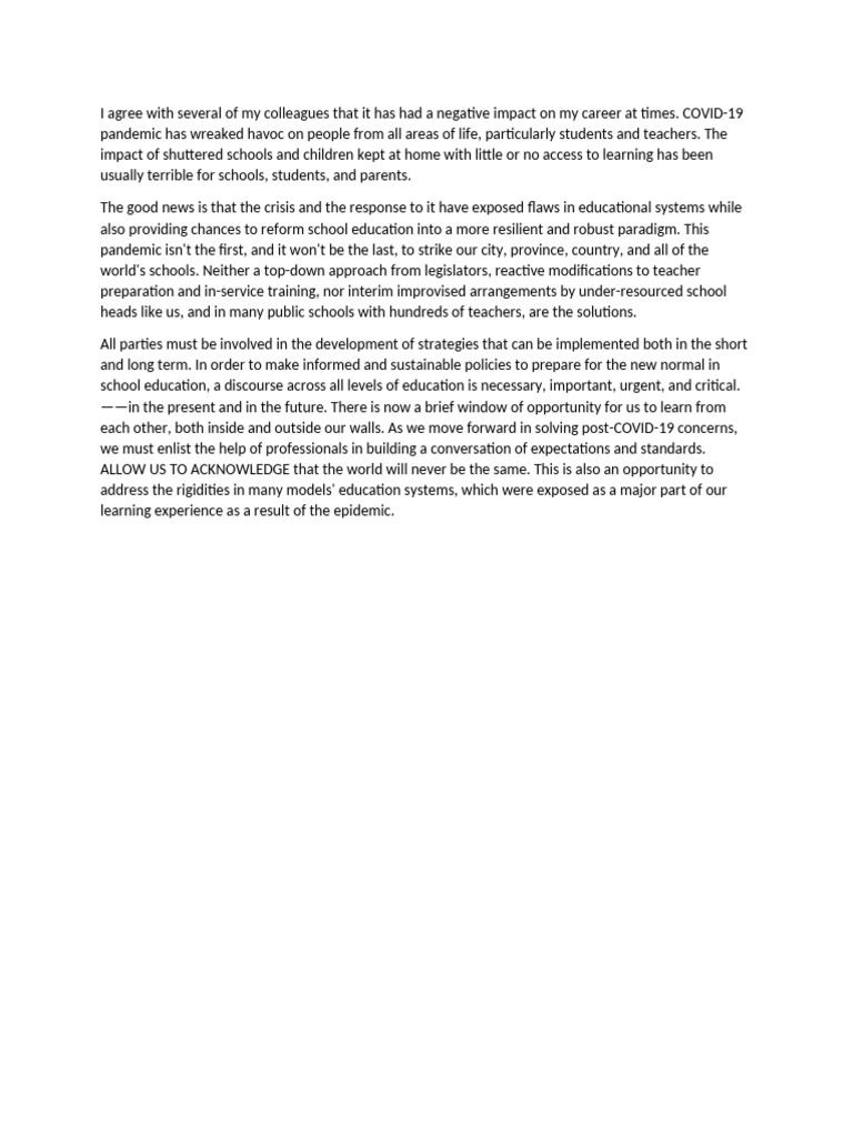 Reforming Education Post-COVID-19 | PDF
