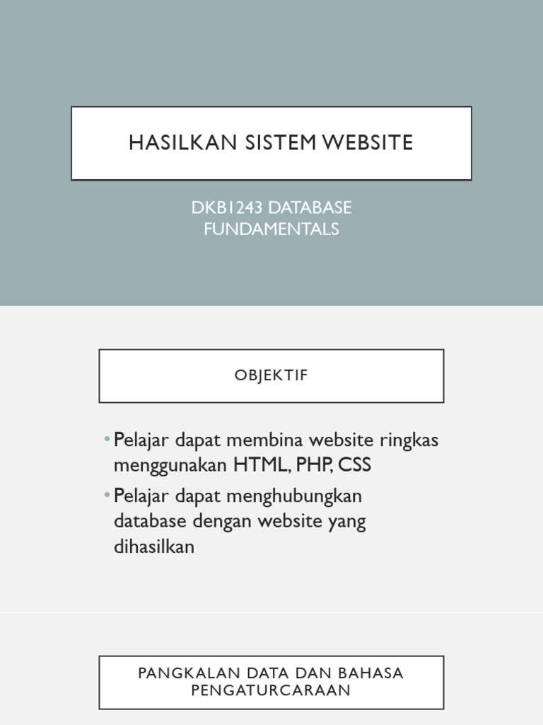 Hasilkan Sistem Website - DKB1243 Database Fundamentals | PDF